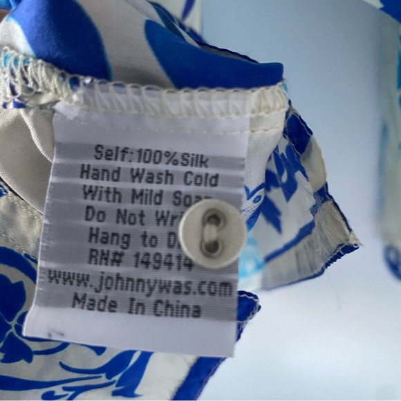 Johnny Was | Tops | Johnny Was Farrow Seline Silk Blouse Floral Blue Sz ...